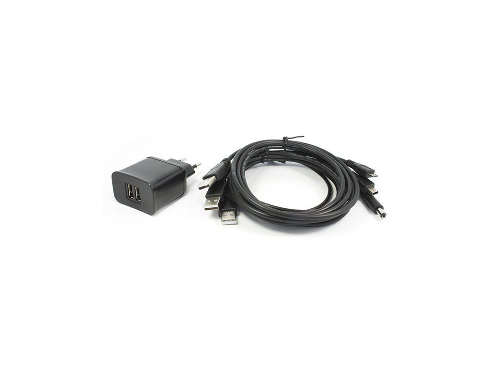 Univerzální zdroj / nabíječka 2x USB 5V / 3,1A s kabely - HWKITCHEN